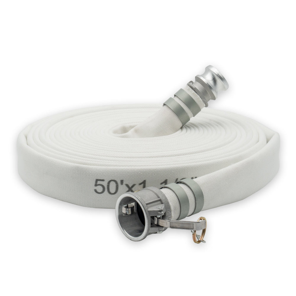 3" Double Jacket Water Pump Hose Camlock Fittings White