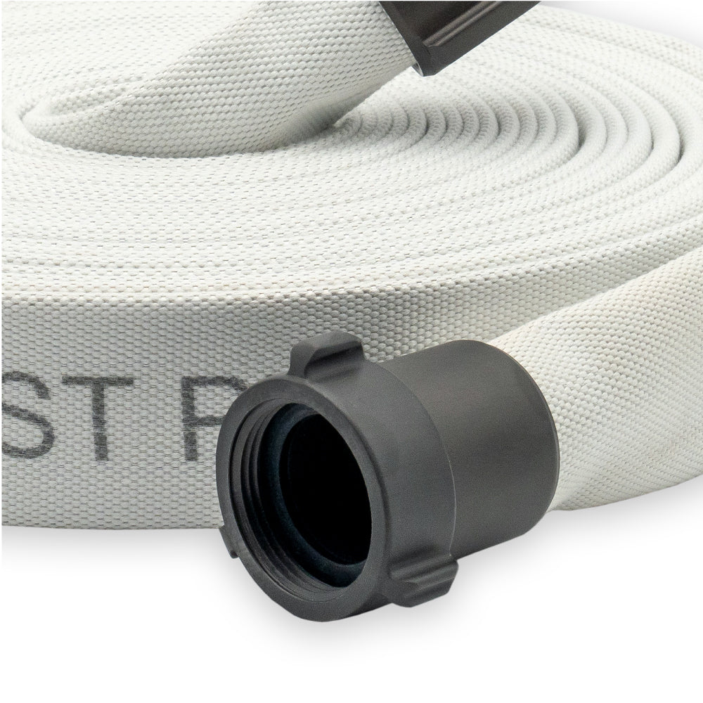1" Single Jacket Water Pump Hose Threaded Fittings White