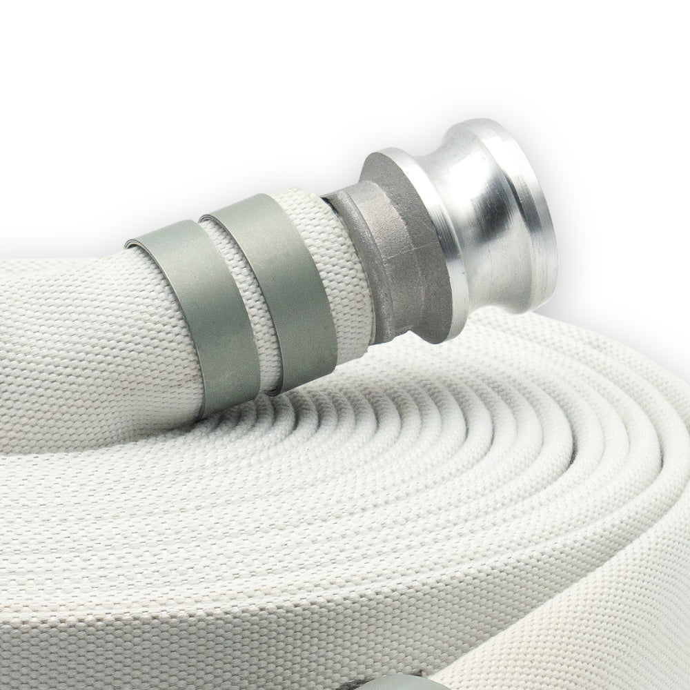 3" Single Jacket Water Pump Hose Camlock Fittings White