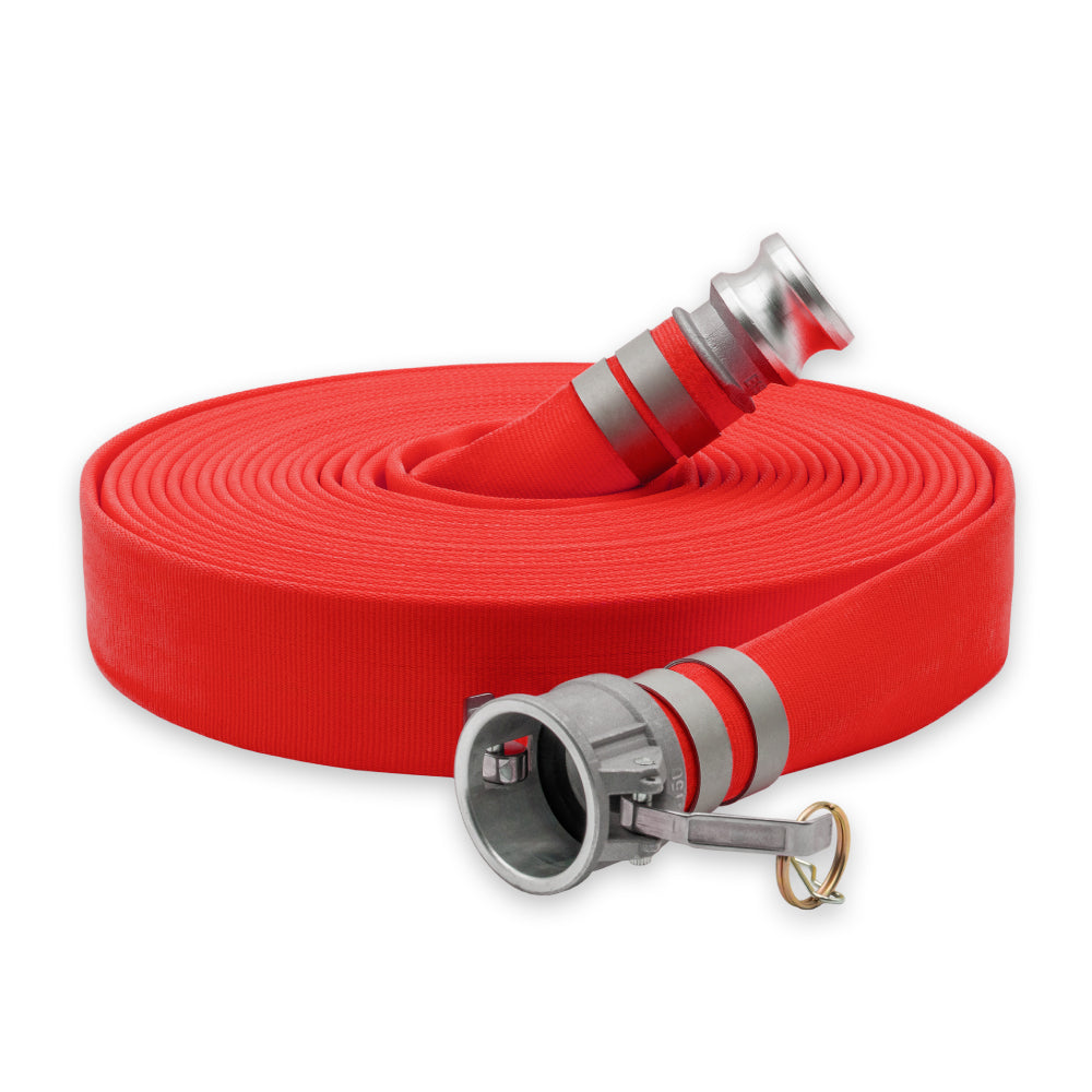 1" Single Jacket Fire Hose Camlock Fittings Red – Water Pump Hose
