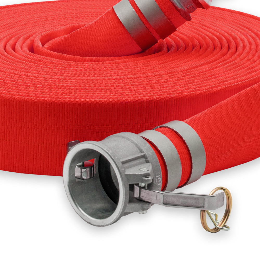 1" Single Jacket Fire Hose Camlock Fittings Red – Water Pump Hose
