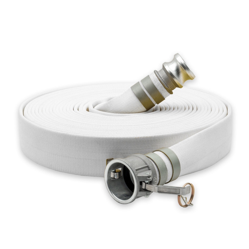 1-1/2" Single Jacket Fire Hose Camlock Fittings White – Water Pump Hose